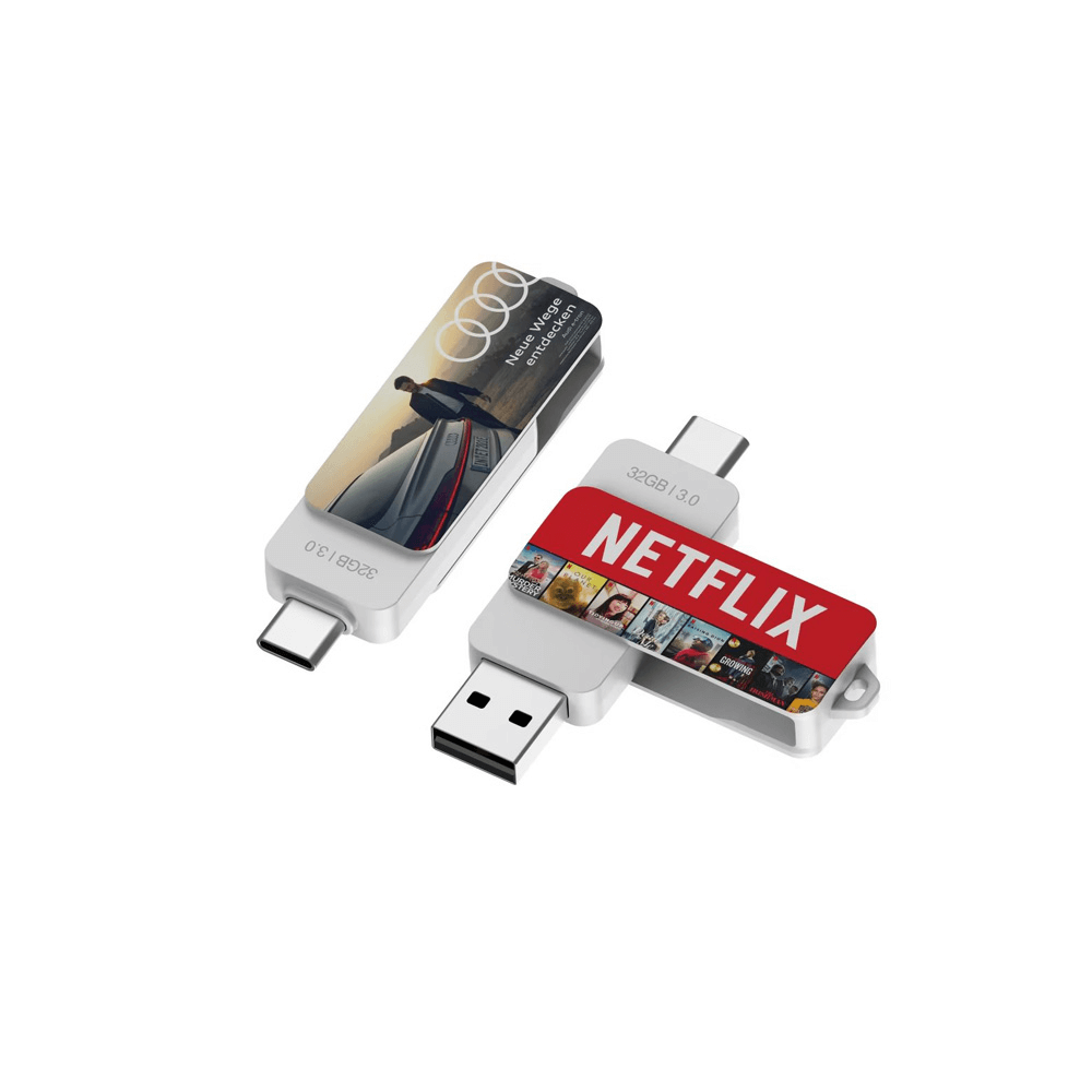 Rectangular Swivel OTG USB Drive with Triangular Loop (Android ...