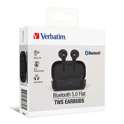 Verbatim 66620 Bluetooth 5.0 Flat TWS Earbuds | Executive Door Gifts